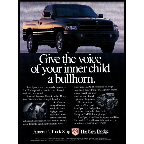 Dodge | Art | 996 Dodge Ram Sport Pickup Truck Vintage Print Ad Magnum ...